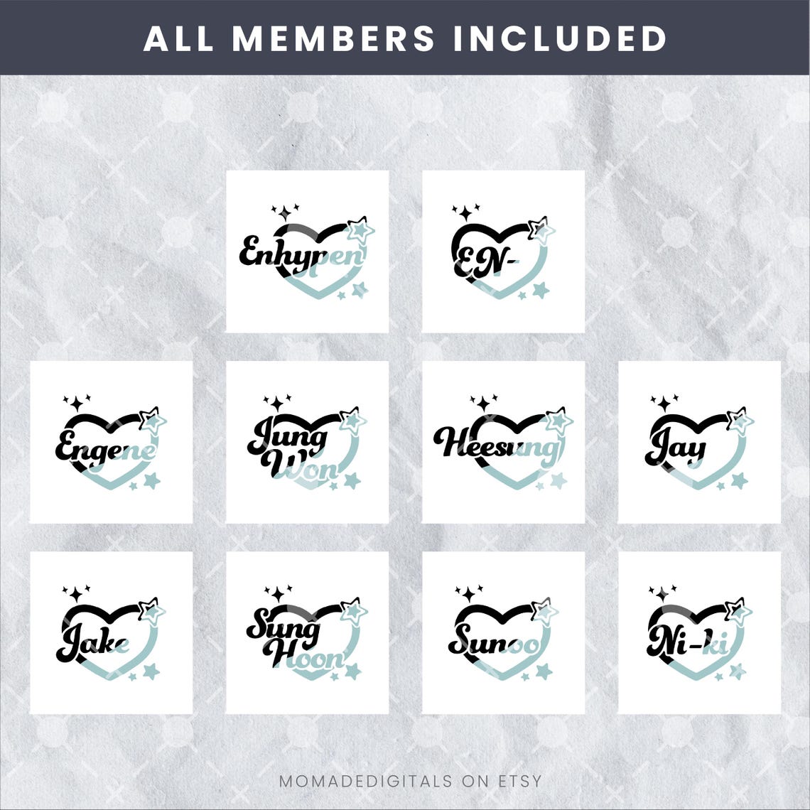 Kpop ENHYPEN Heart Decals Light Stick Decal Design, Vector Kpop Files ...