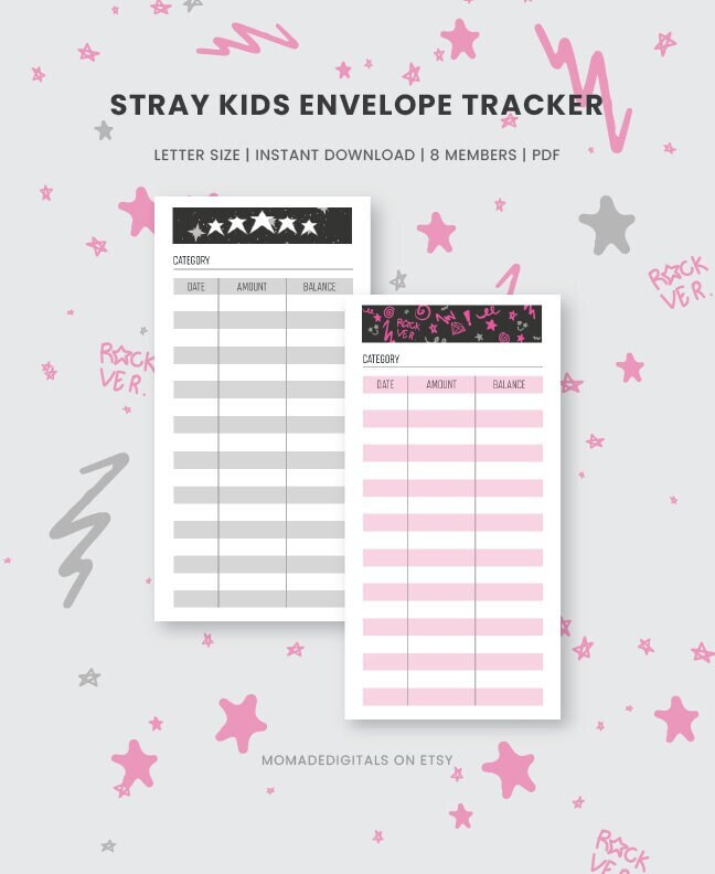 Stray Kids Cash Envelope Tracker for Budgeting Personal Finance ...