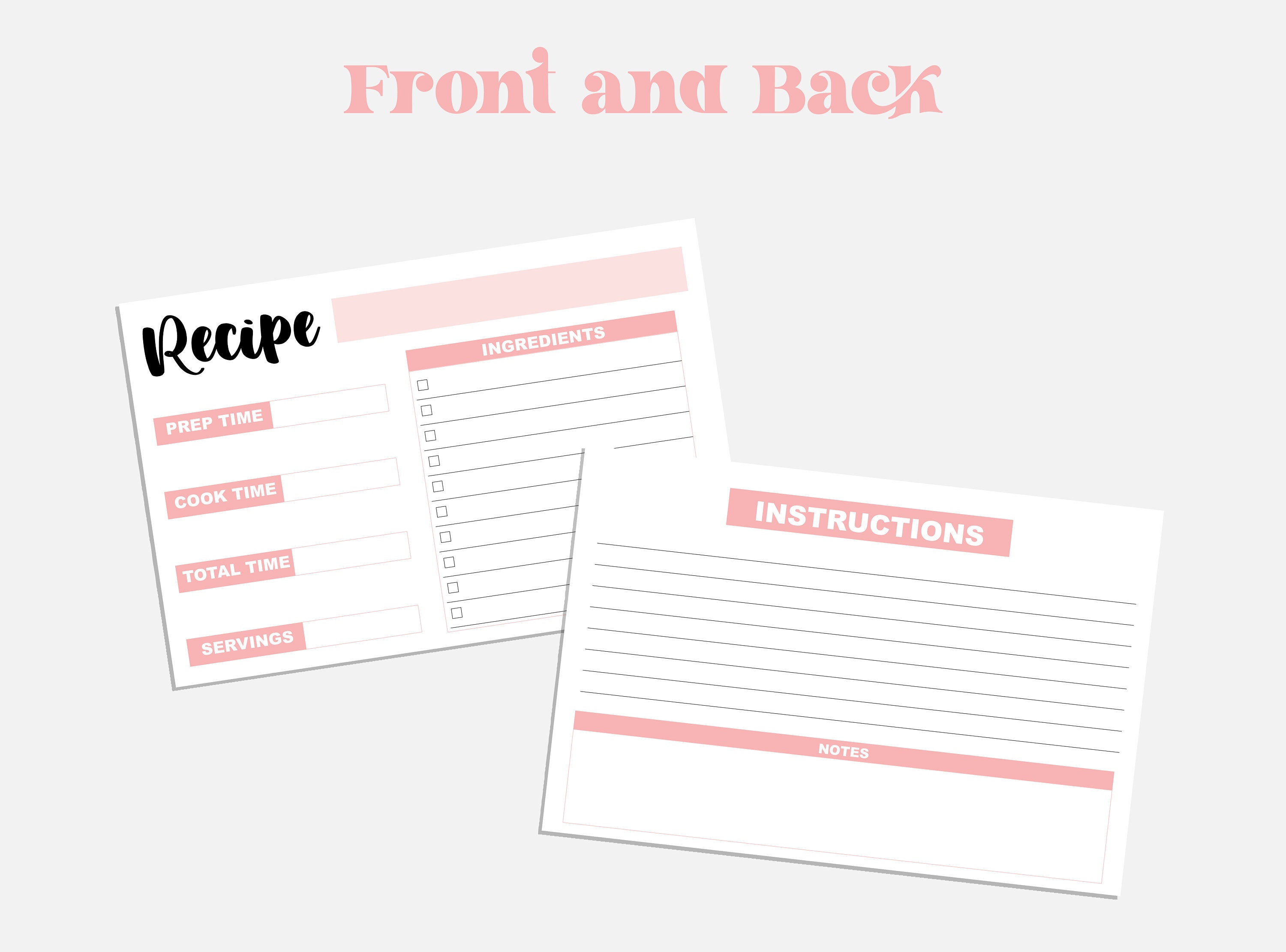 Recipe Card Printable | Index Card Size | Printable PDF | Letter Size ...