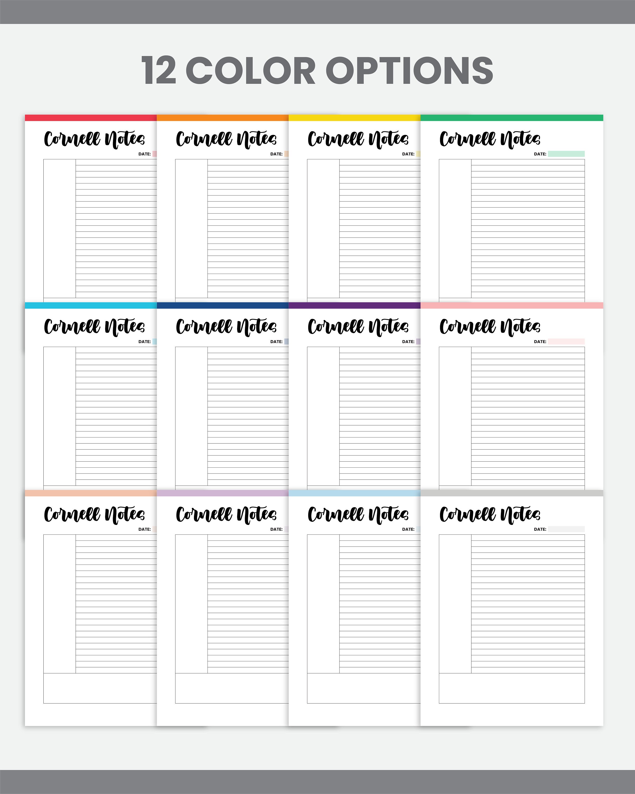 Printable Cornell Notes Bundle | Study | Student PDF | A4 | A5 | Letter ...