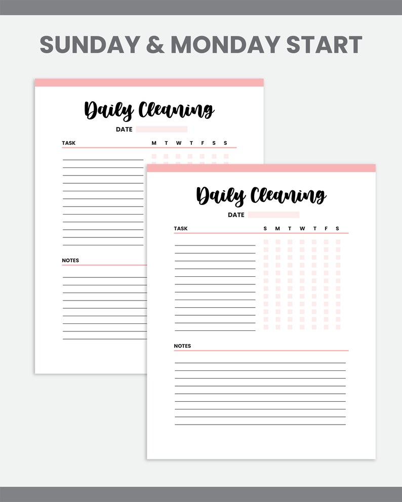 Printable Daily Cleaning Checklist Insert Personal Planner | Etsy