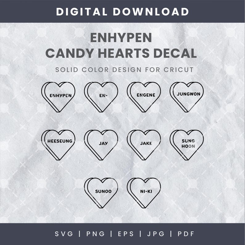 Kpop ENHYPEN Candy Heart Decals Light Stick Decal Design, Vector Kpop ...