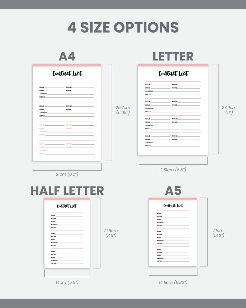 Printable Contact List Insert, Personal Planner Inserts, To-do List PDF ...