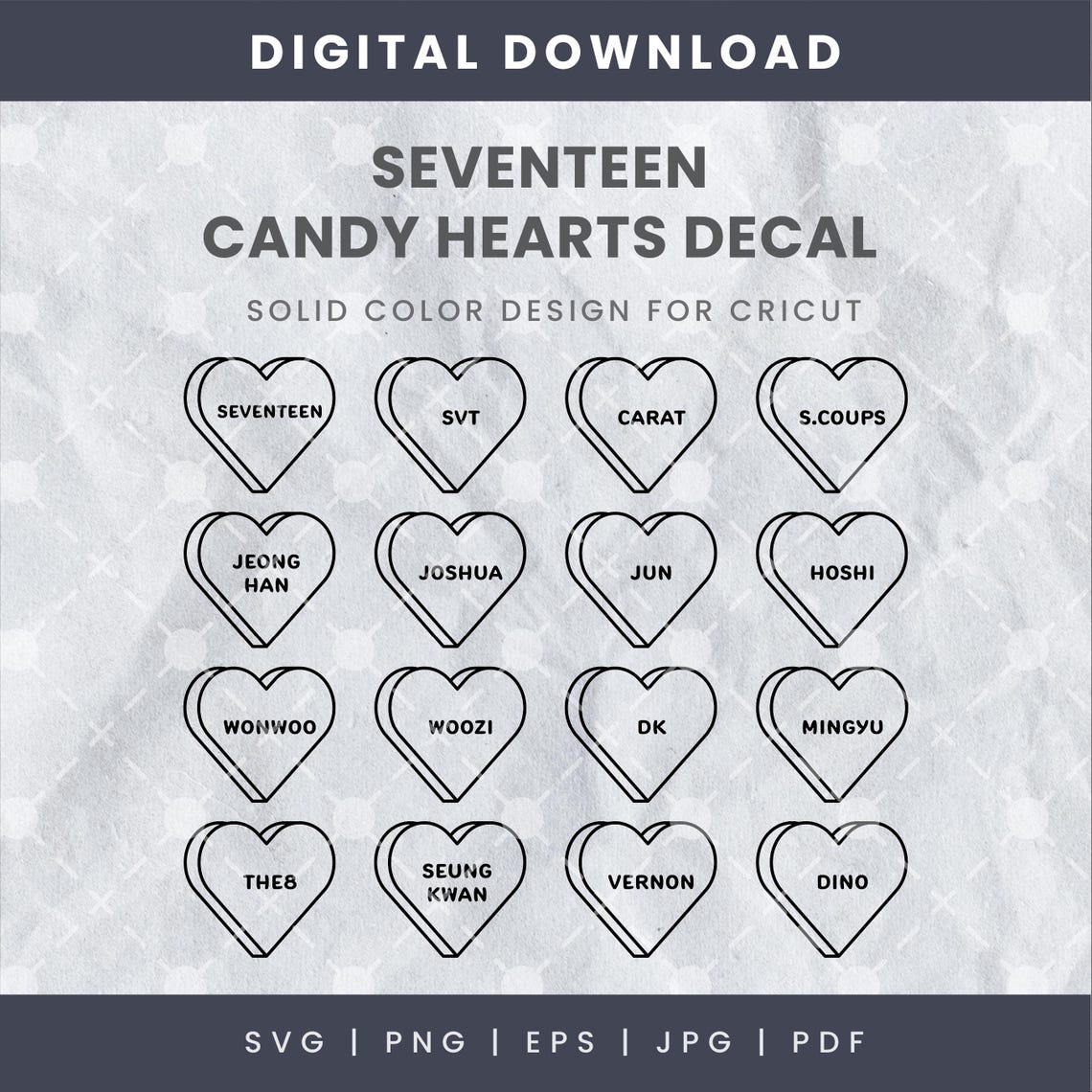 Kpop Seventeen Candy Heart Decals Light Stick Decal Design, Vector Kpop ...