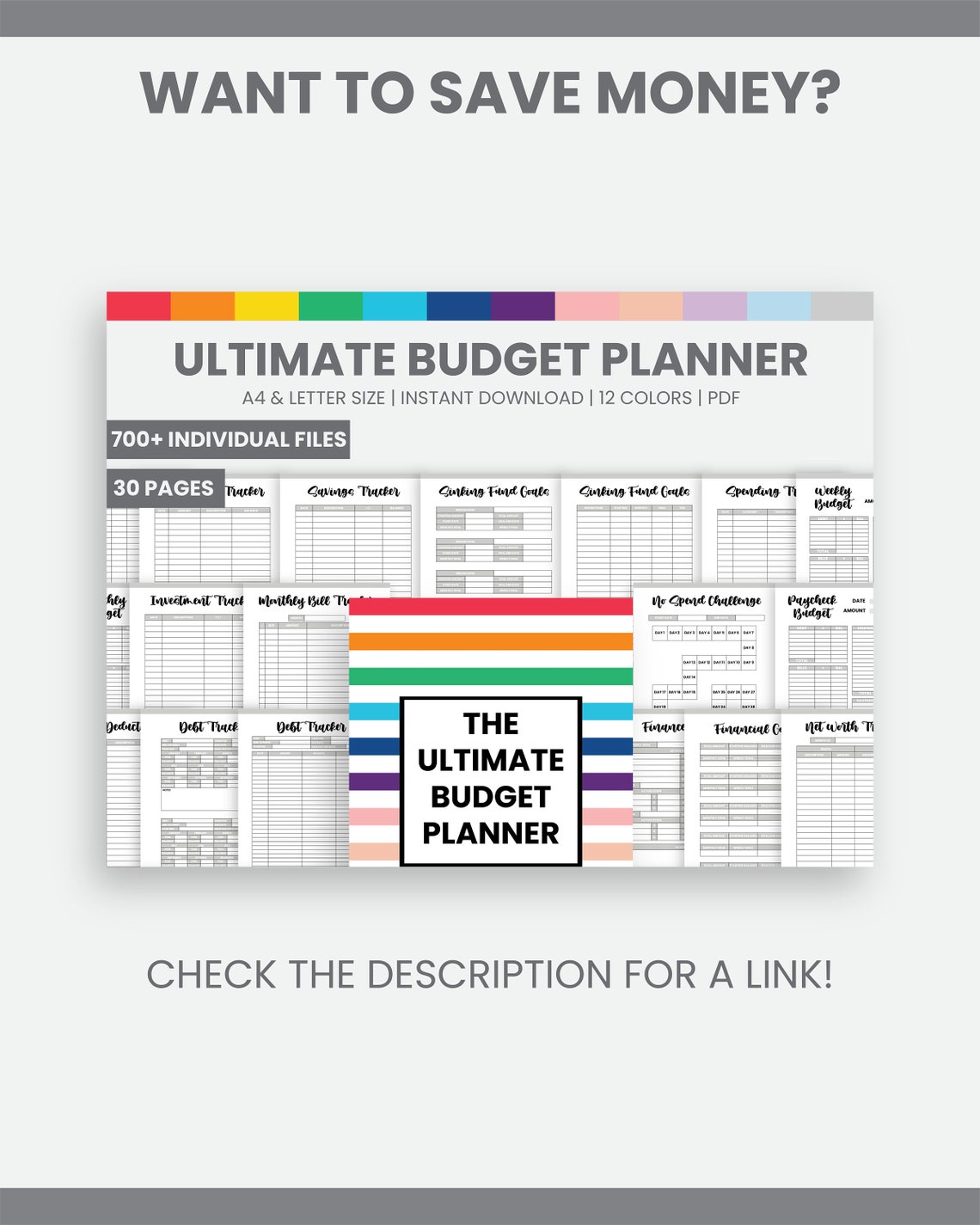 Printable Budget Bundle Pack Printable Colorful Financial Budget ...
