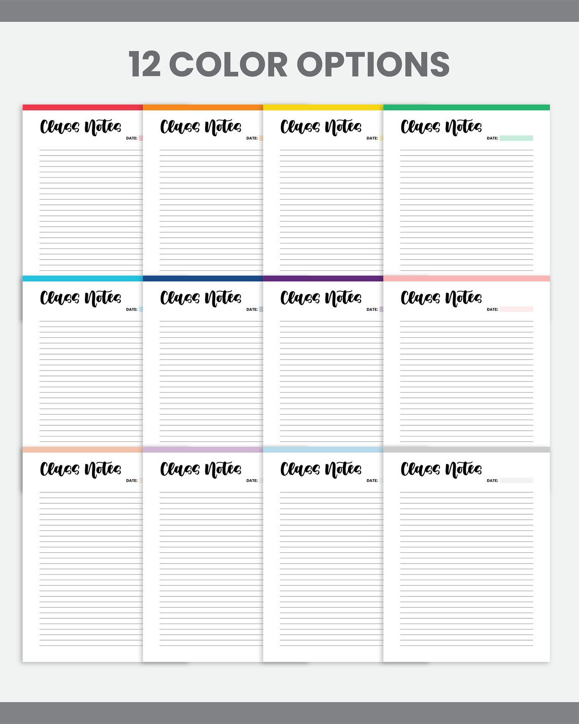 Printable Class Notes Student Printable Study PDF | Etsy