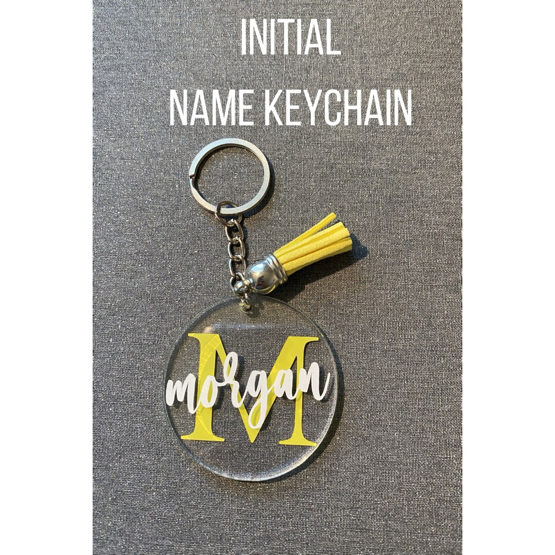 Initial Name Keychain Personalized Keychain Name Keychain - Etsy
