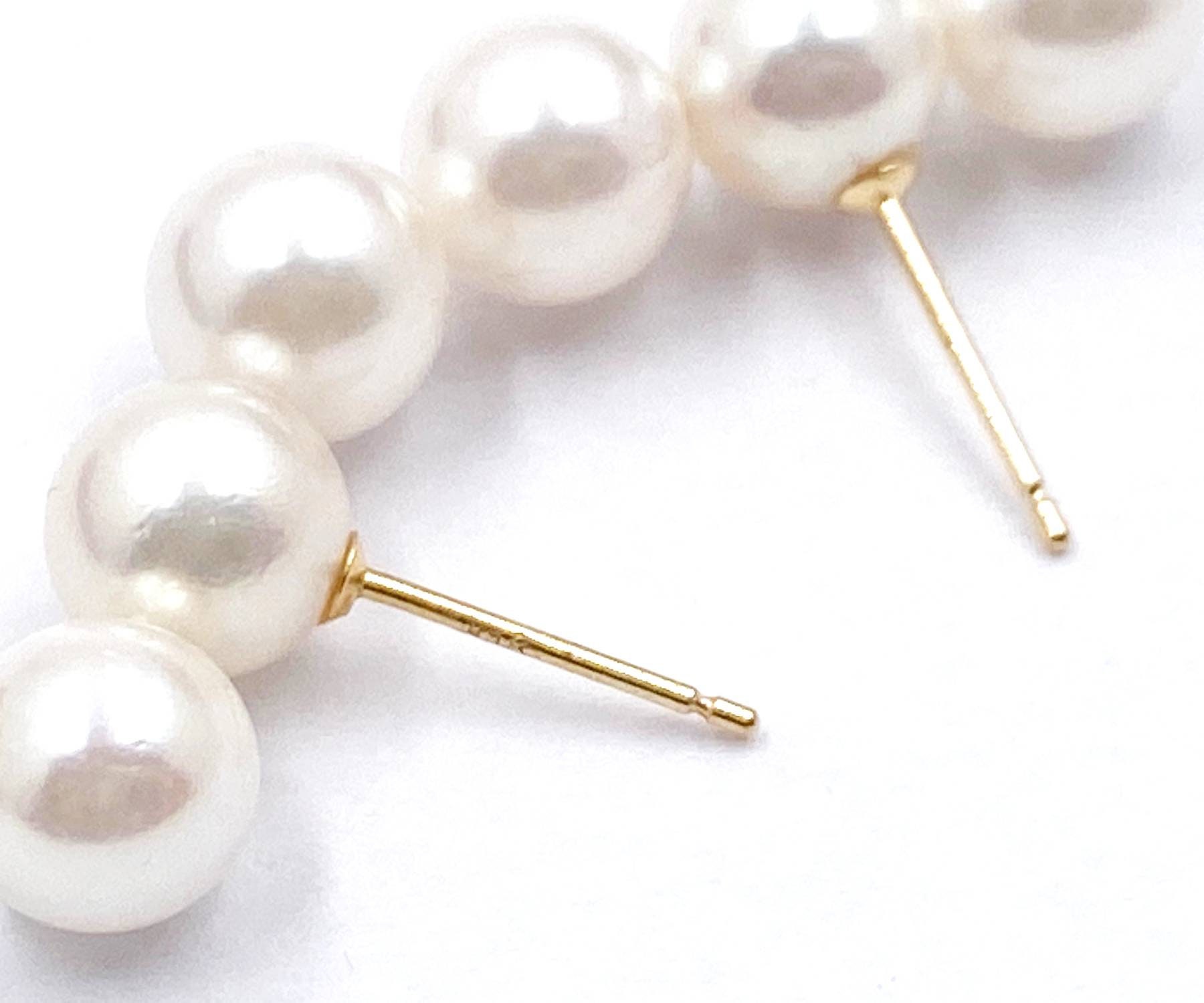 18k Gold 3 Akoya Pearl Piercing Earrings - Etsy Sweden