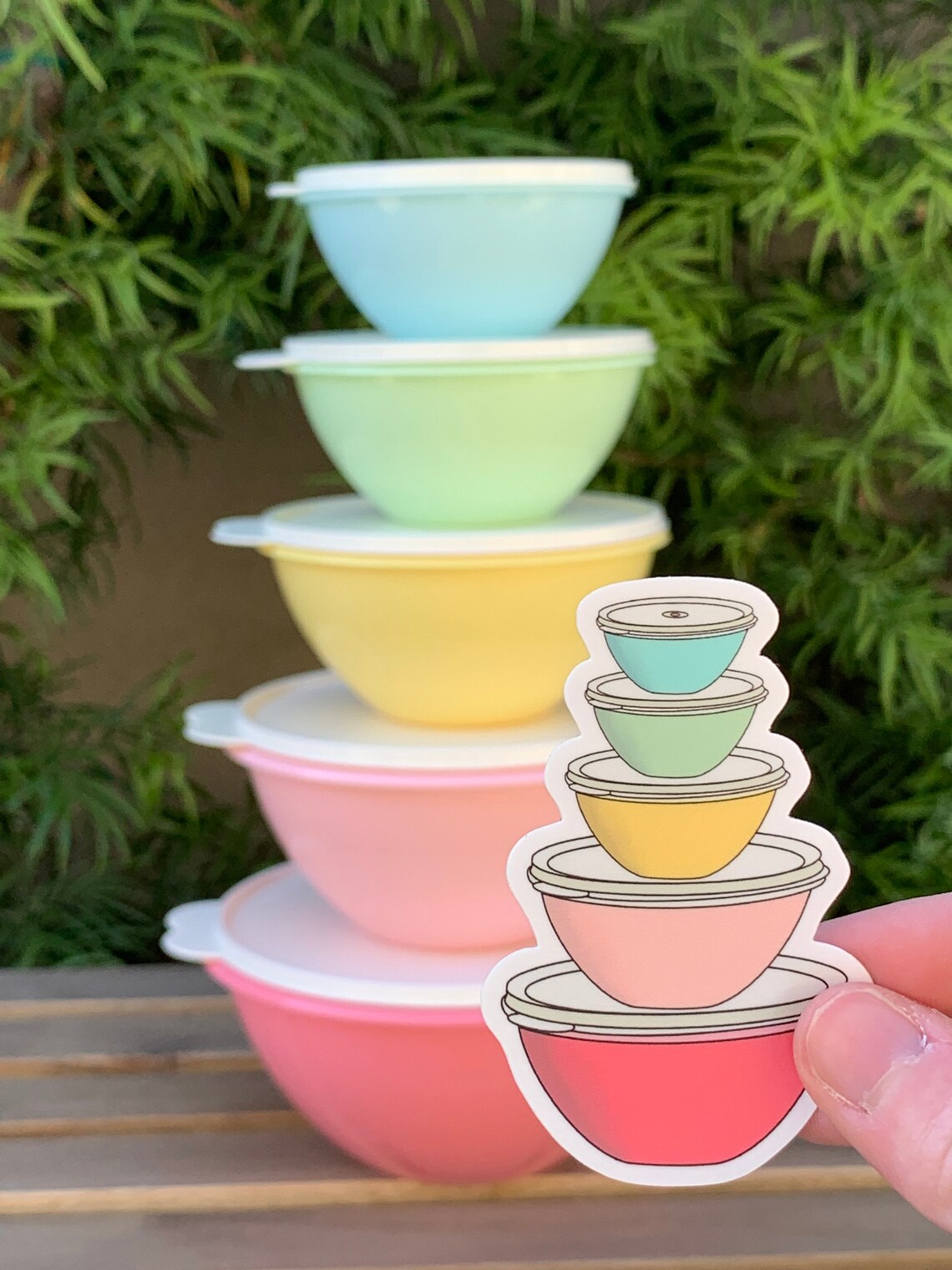 Vintage Pastel Tupperware Wonderlier Bowls Sticker/magnet - Dishwasher ...