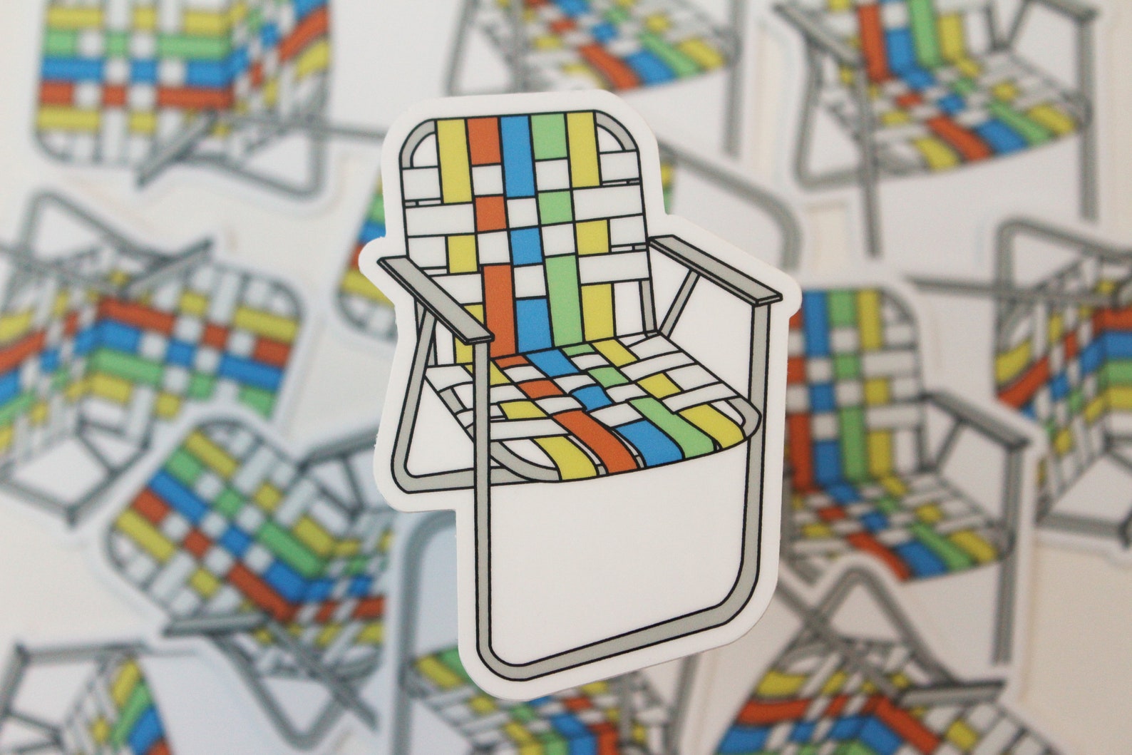 Vintage Aluminum Lawn Chair Sticker Classic Primary Rainbow | Etsy