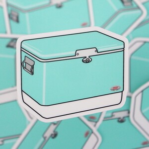 Vintage Hard Side Ice Chest Sticker / Magnet - Turquoise - Vinyl ...