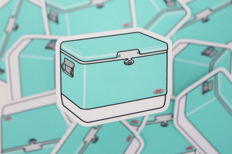 Vintage Hard Side Ice Chest Sticker / Magnet - Turquoise - Vinyl ...