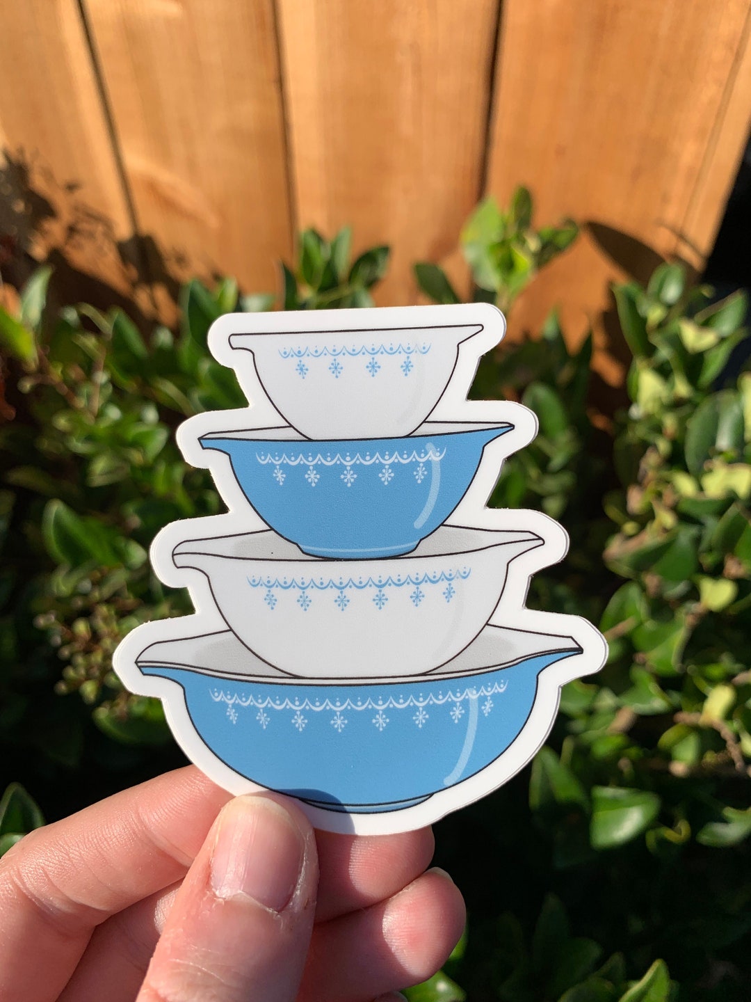 Vintage Blue Pyrex Bowls Sticker - Kitchen - Vinyl - Dishwasher Safe ...