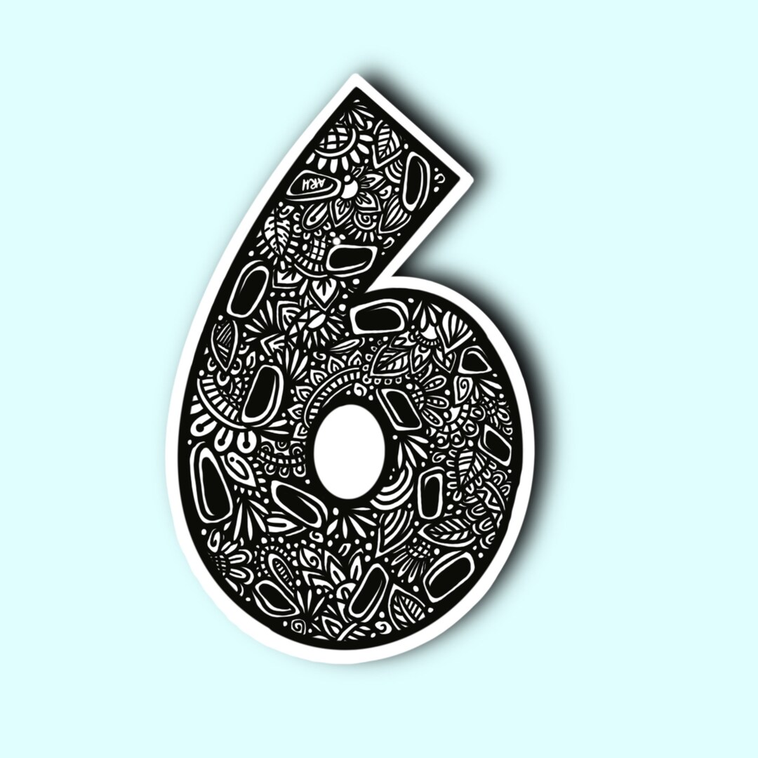 Number 6 Sticker WATERPROOF - Etsy