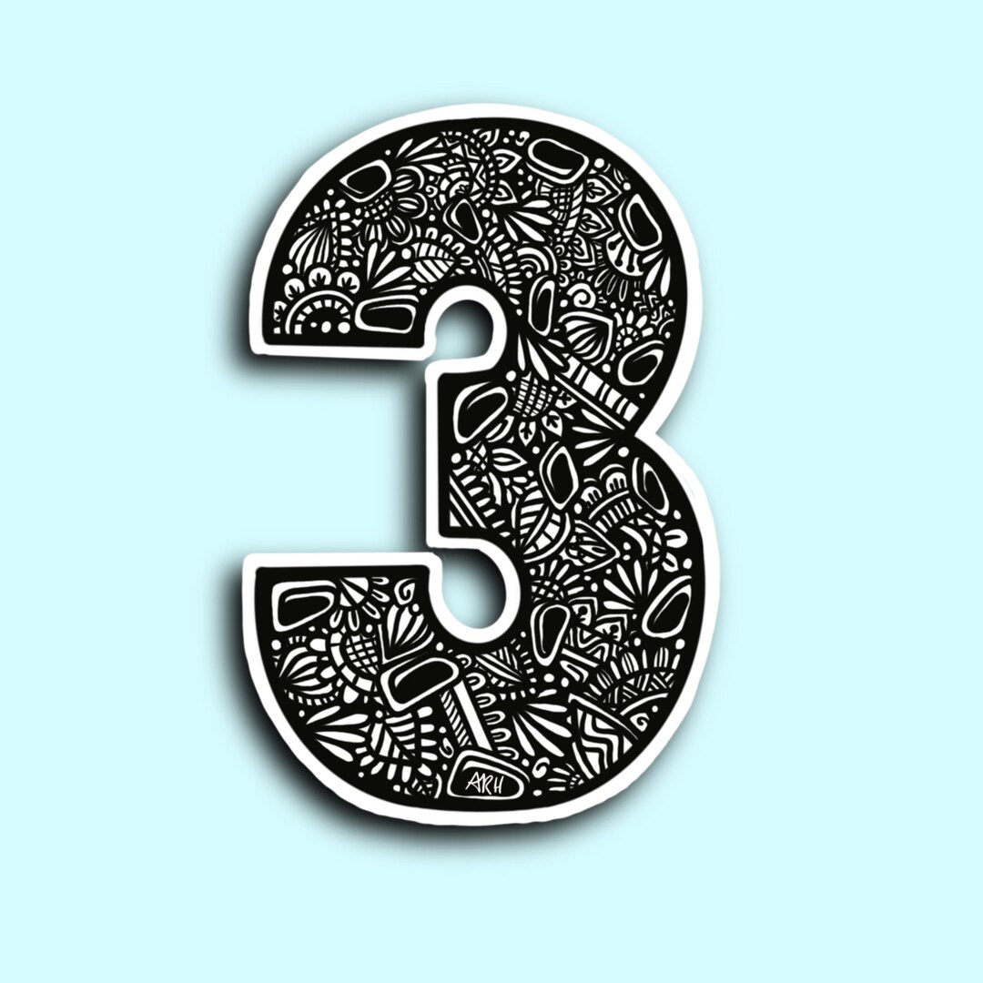 Number 3 Sticker WATERPROOF - Etsy