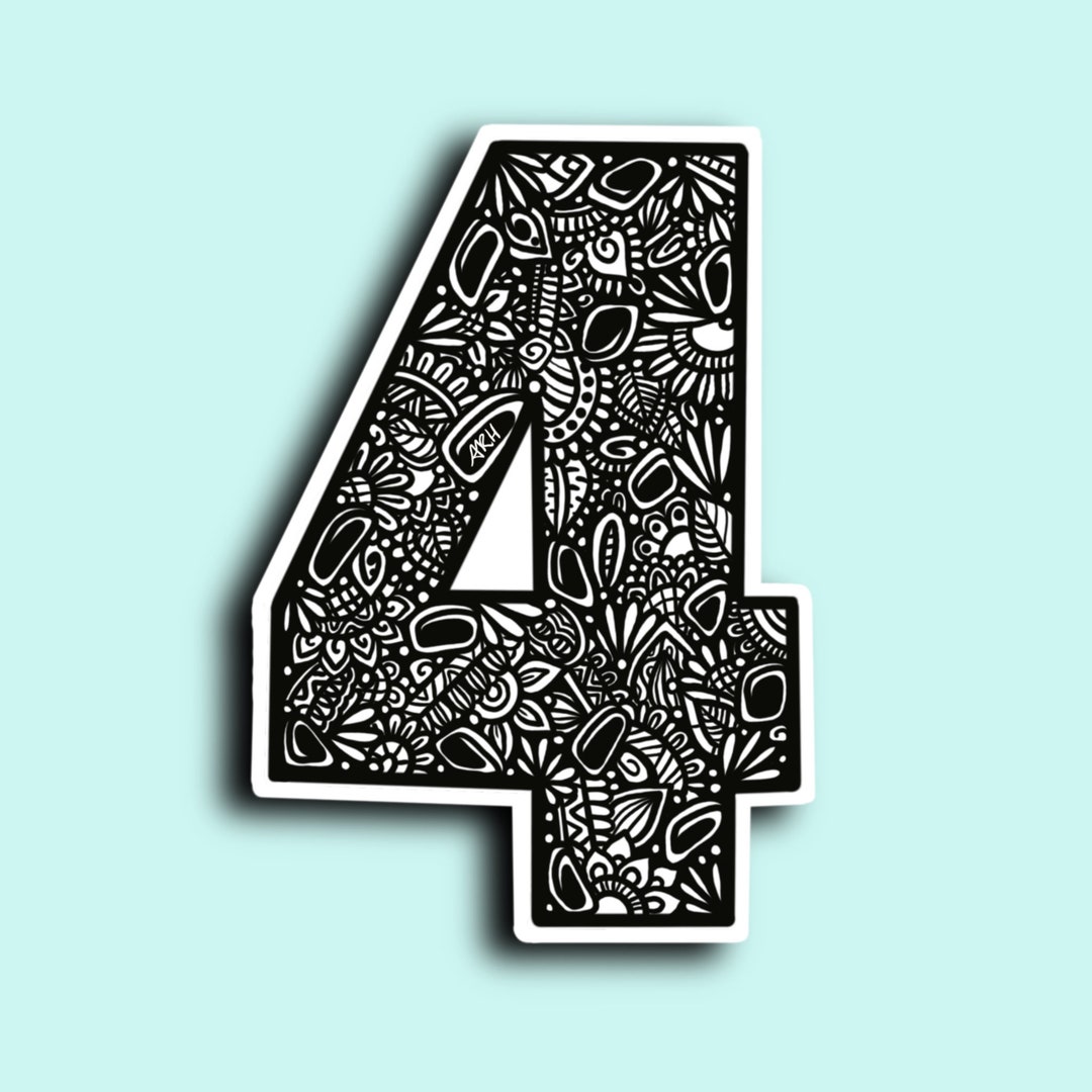 Number 4 Sticker WATERPROOF - Etsy