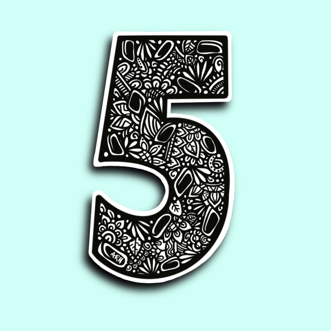 Number 5 Sticker WATERPROOF - Etsy
