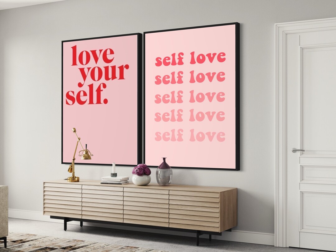 Retro Self Love Wall Art | Trendy Wall Art | Retro Wall Decor | Retro ...
