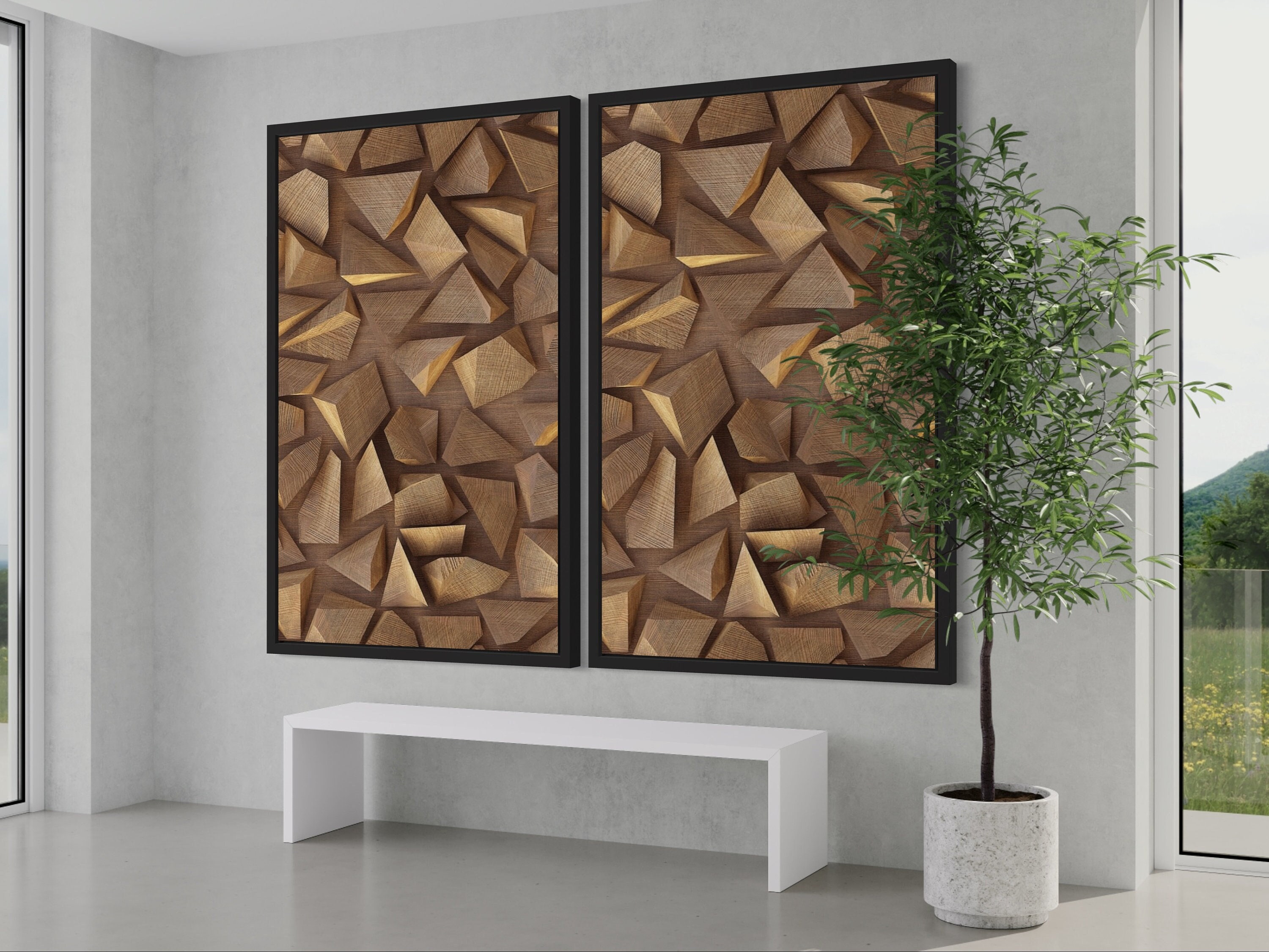 Wood Rustic Wall Art Wood Wall Panels Modern Wood Art - Etsy