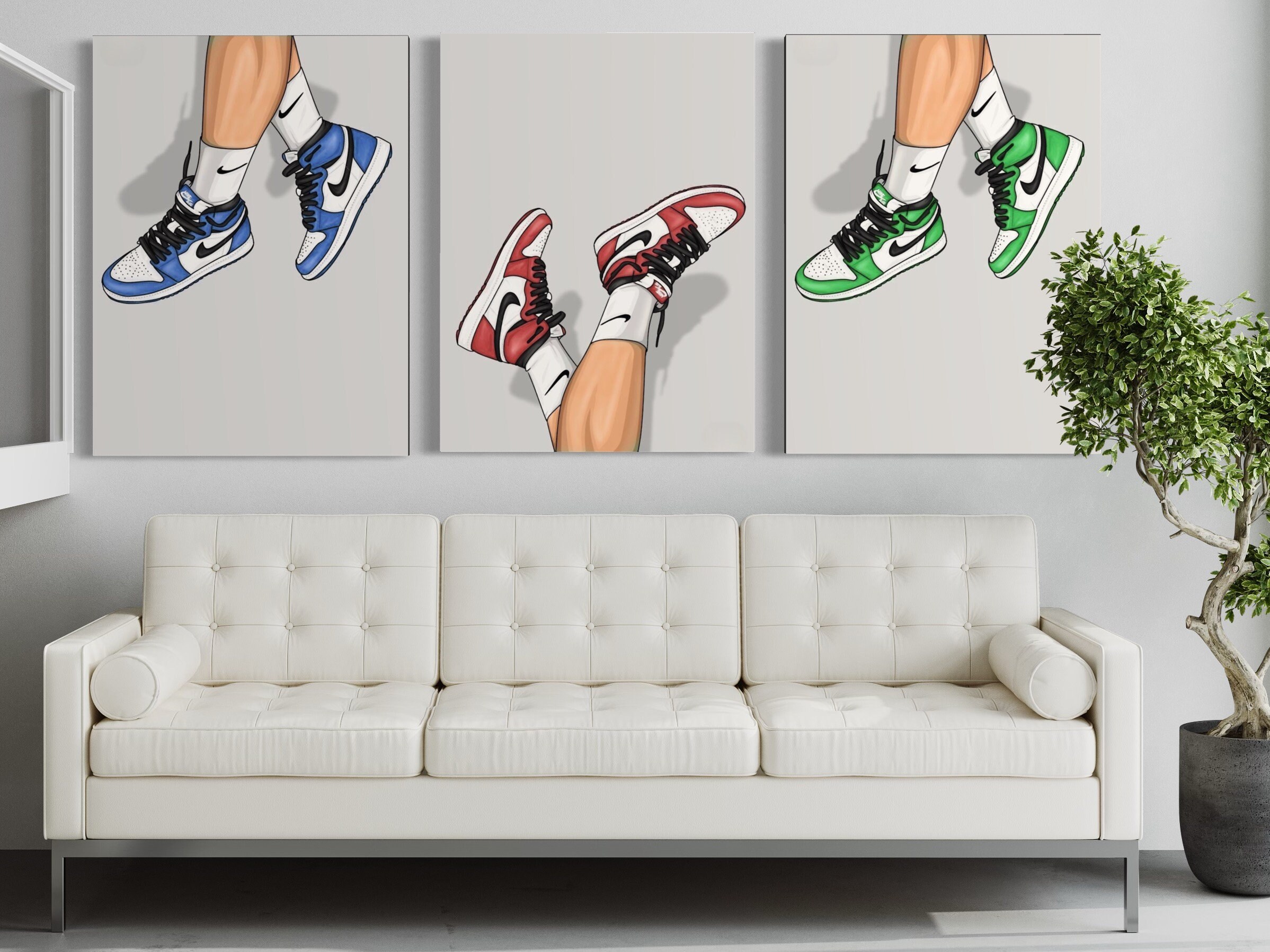 Michael Jordan FRAMED Canvas Wall Art Sneaker Wall Decor - Etsy