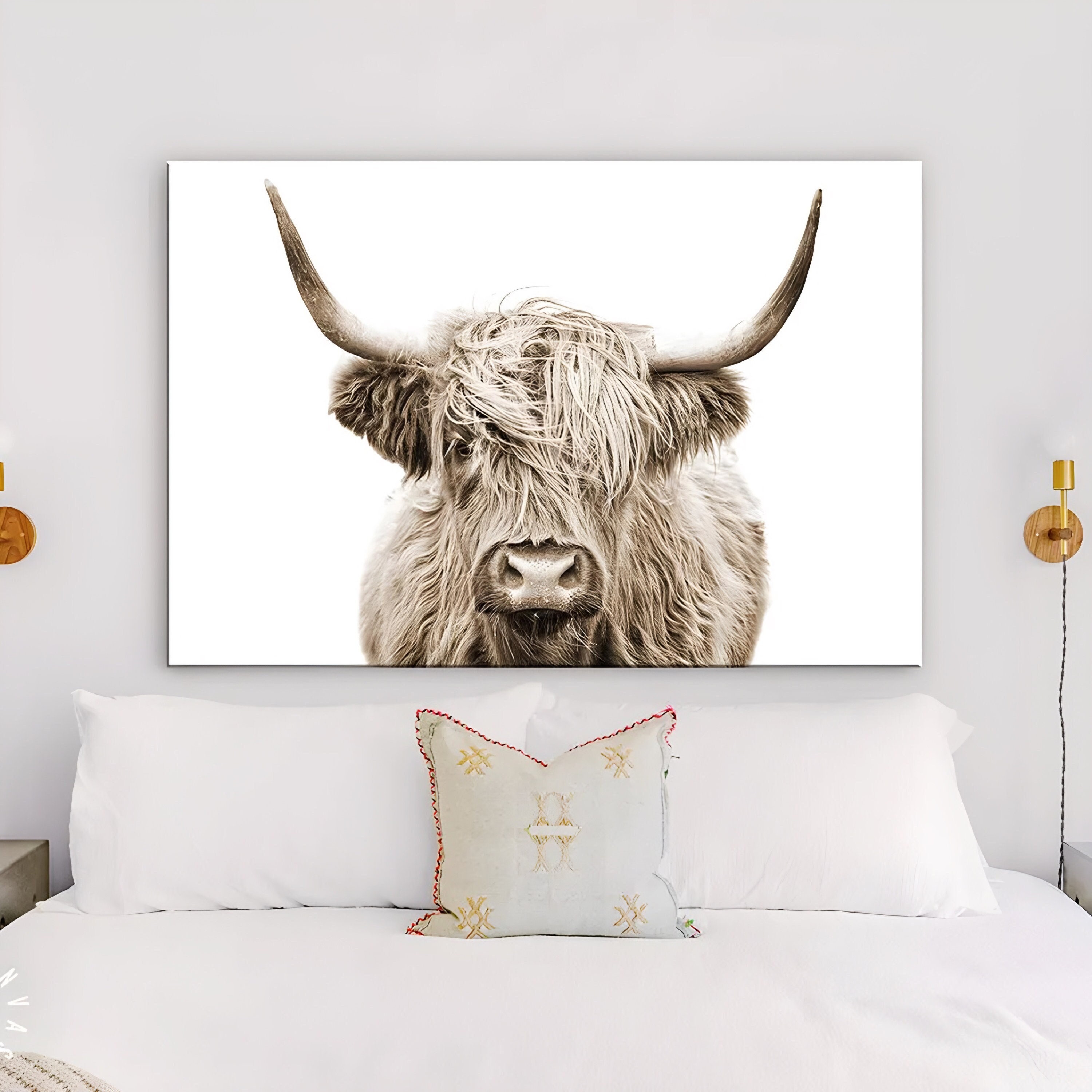 Highland Cow Print Cow Art Living Room Art Farmhouse - Etsy
