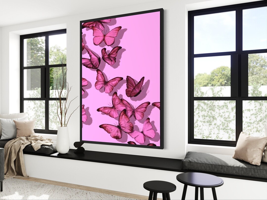 Prink Preppy Butterfly Butterflies Wall Art Trendy Prints - Etsy