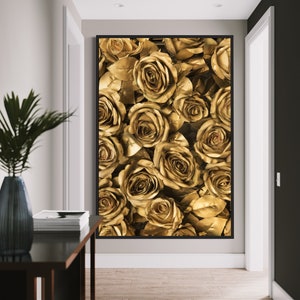 Gold Flower Wall Art | Gold Wall Decor | Gold Metal Flower Leaf Wall ...