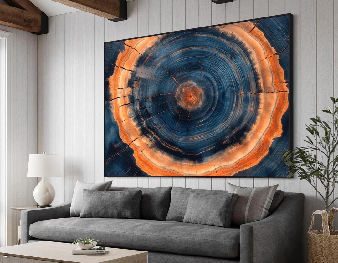 Colorful Tree Ring Canvas Art - Abstract Nature Wall Art Framed Decor ...