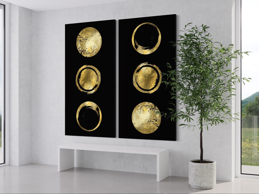 Gold Framed Wall Art | Gold Wall Decor | Gold Metal Line Art | Black ...