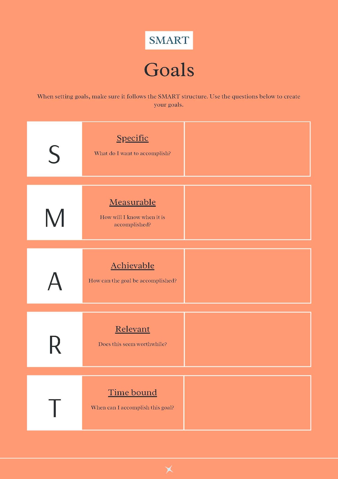 Peach SMART Goals Template Minimalistic Professional Career Goal ...