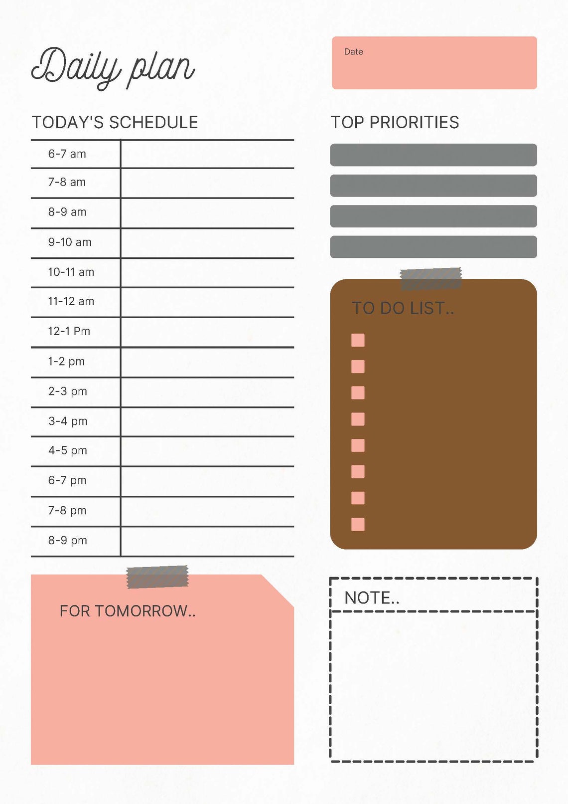 Pink Fun Daily Planner Template Student Teacher Professional Organiser ...