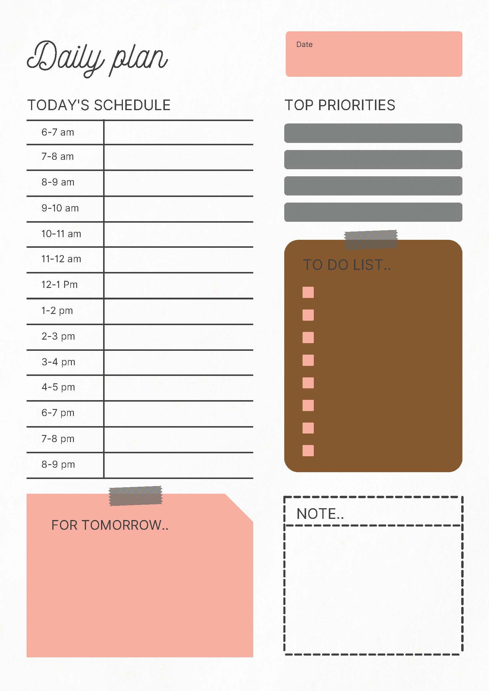 Pink Fun Daily Planner Template Student Teacher Professional Organiser ...