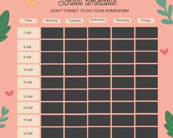 Sage Green Cute School Schedule Planner Template Weekly Timetable - Etsy