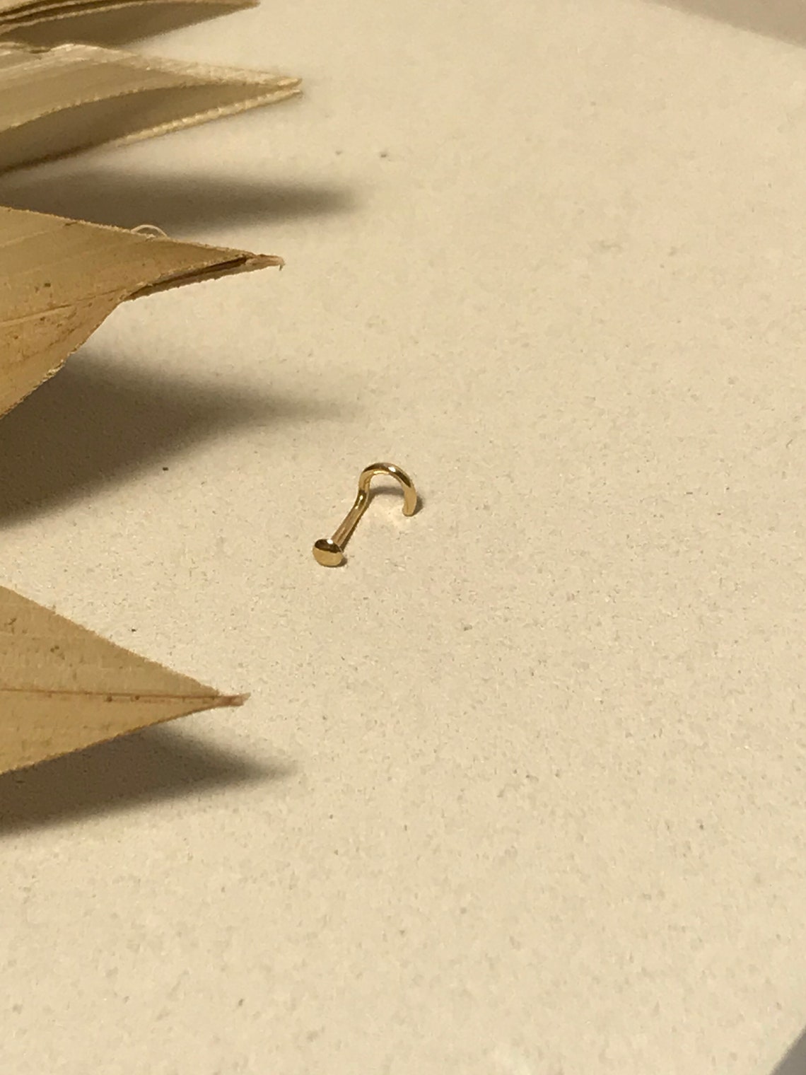 14K Solid Gold Nose Ring Corkscrew Nose Stud Gold Nose Stud - Etsy