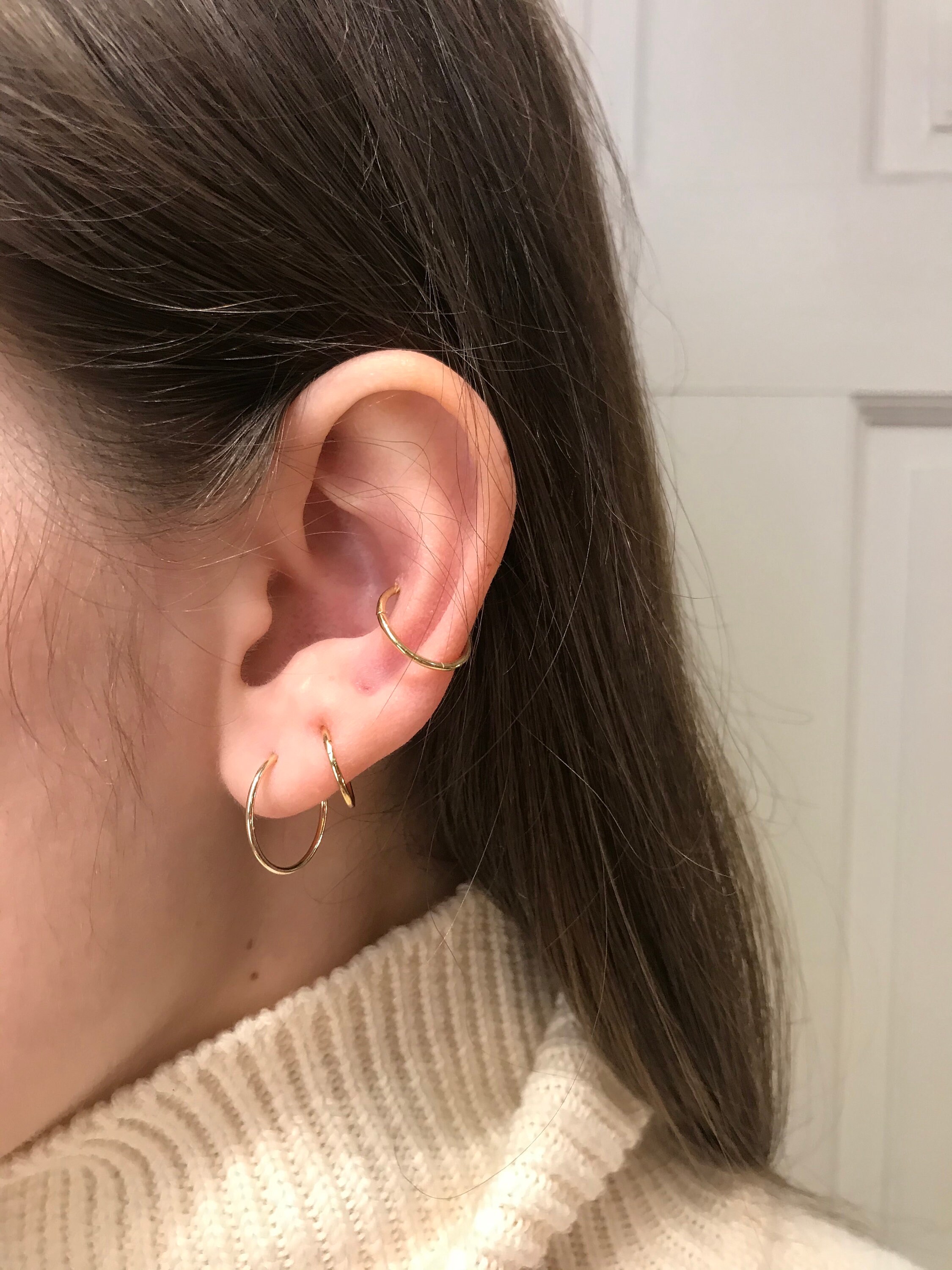 14K Solid Gold Endless Hoop Earrings - Etsy