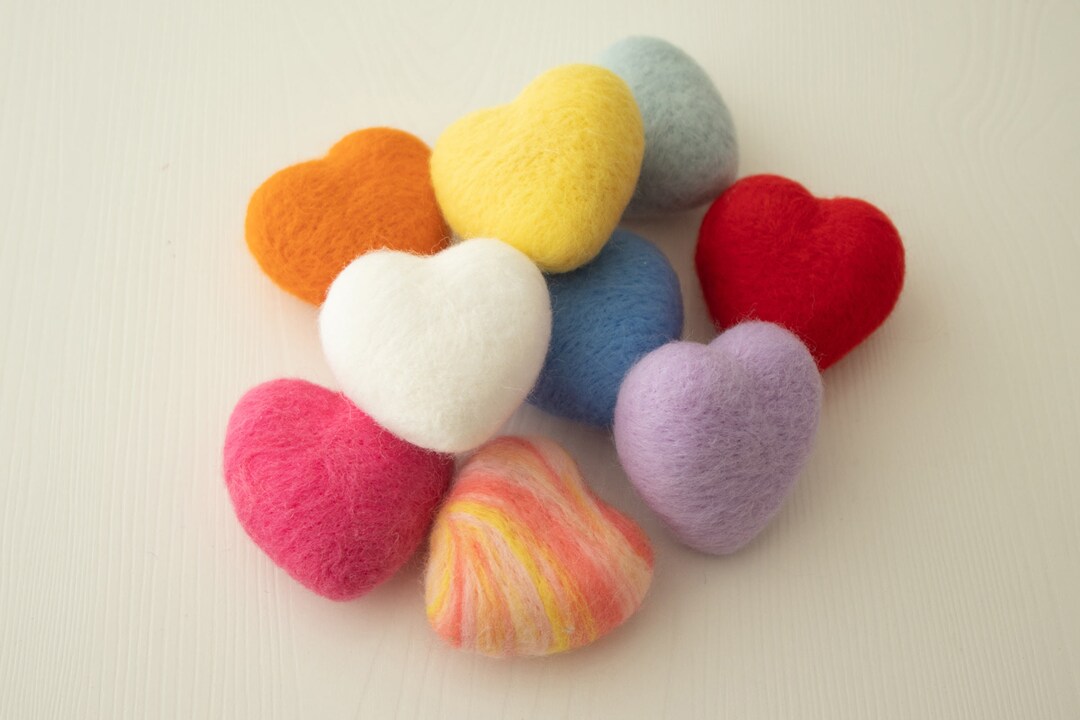 6cm Wool Felt Heart Newborn Photography Props, Felted Hearts Decoration ...