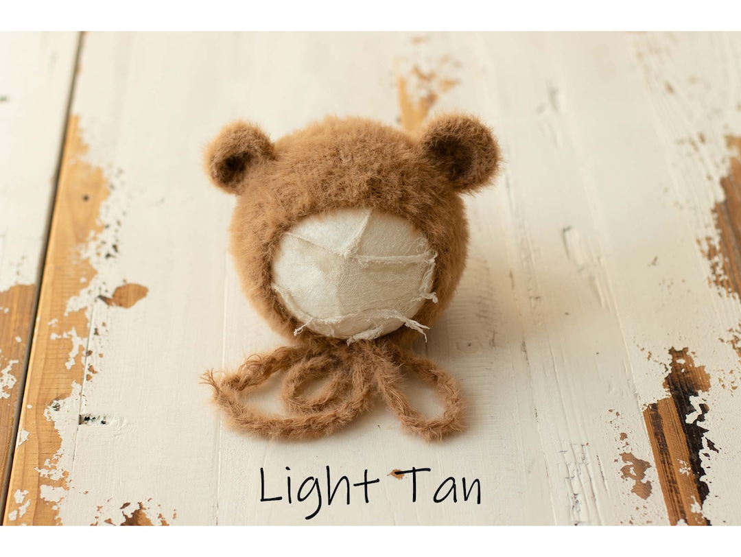 Knit Bonnet Bear Bonnet for Newborn Photo, Prop for Newborn, Baby Bear ...