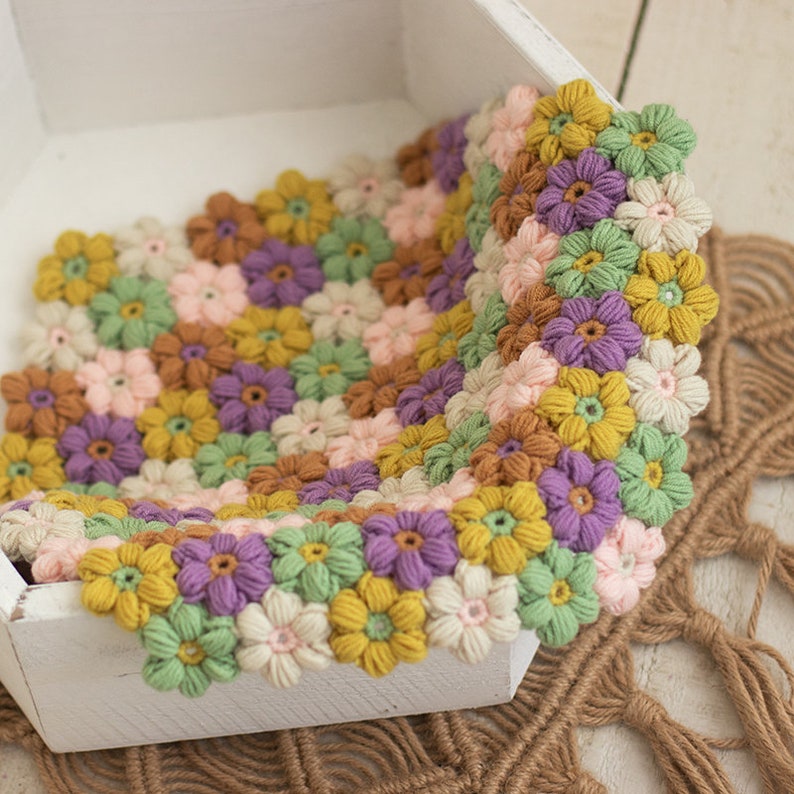 Hand-knitted Small Flower Mat Blanketlayer Newborn - Etsy