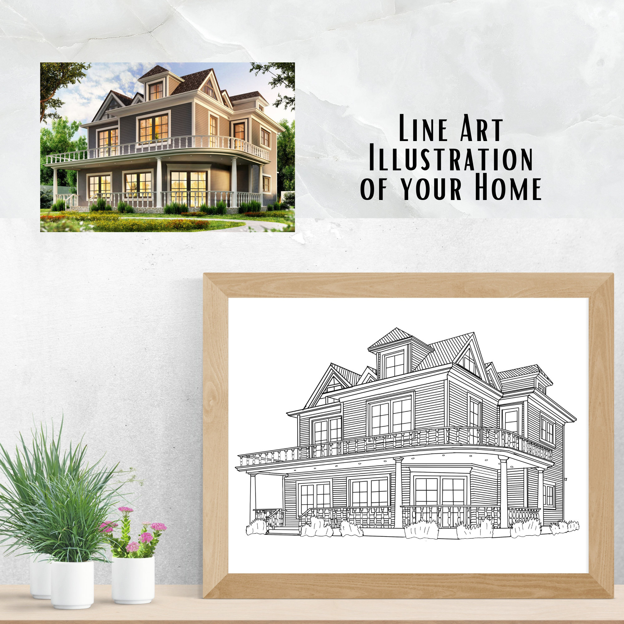 House Line Drawing Custom House Line Art House Line - Etsy