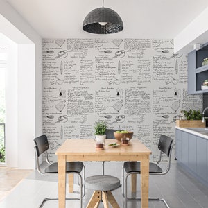 Handwritten Recipe Wallpaper: Custom Peel and Stick Kitchen Mural - Etsy
