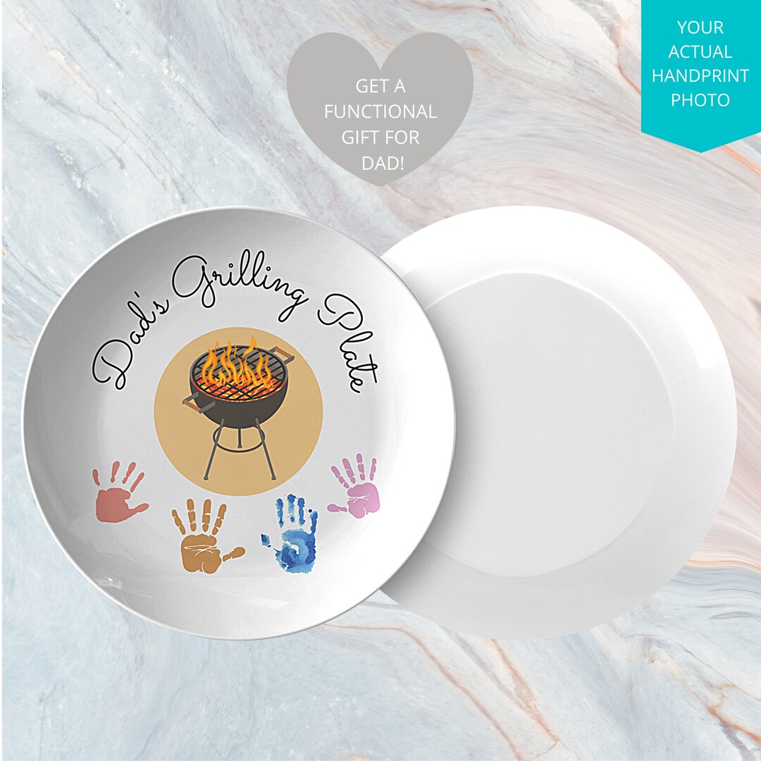 Personalized Dad Grilling Plate: Family Handprint Gift - Etsy