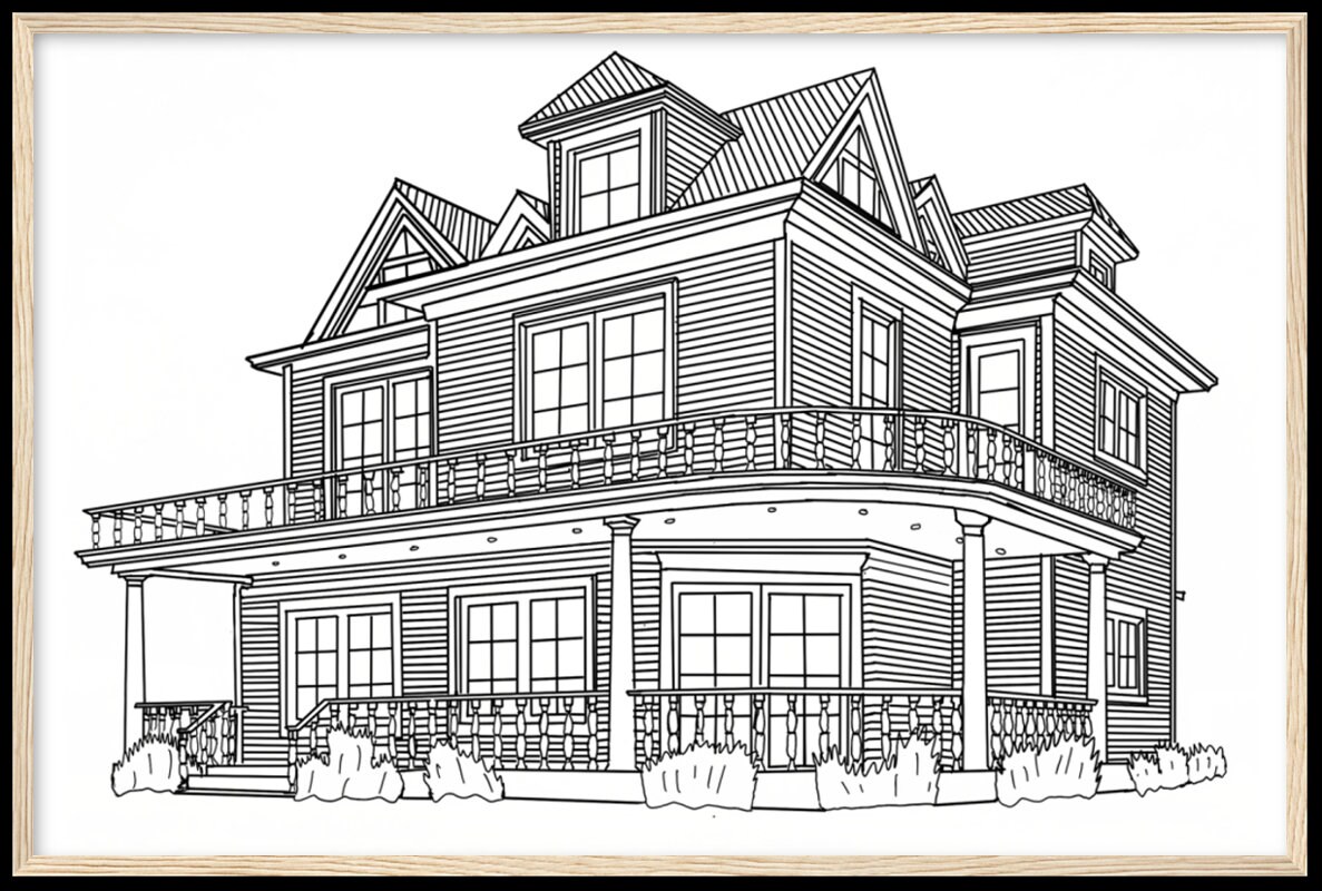 House Line Drawing Custom House Line Art House Line - Etsy