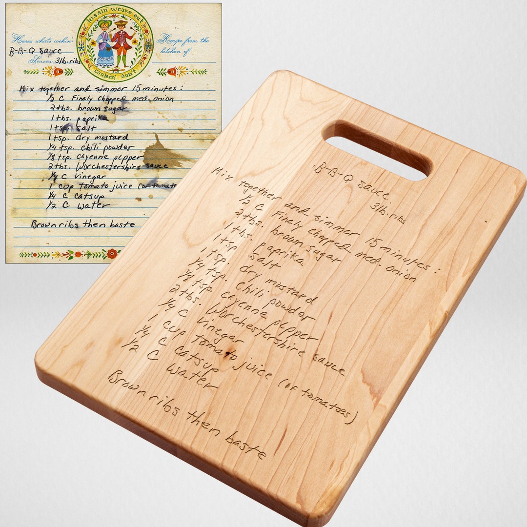 Personalized Recipe Cutting Board: Engraved Handwriting, Maple Wood - Etsy