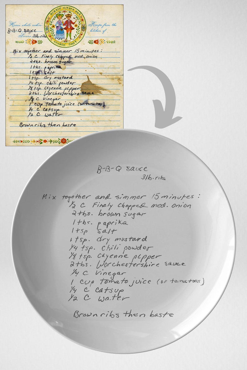 Custom Handwritten Recipe Plate: Family Heirloom Gift - Etsy