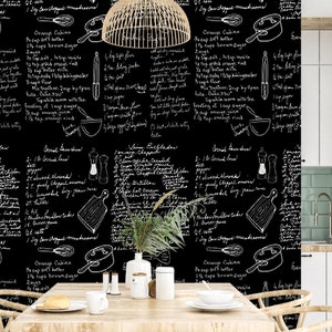 Handwritten Recipe Wallpaper: Custom Peel and Stick Kitchen Mural - Etsy