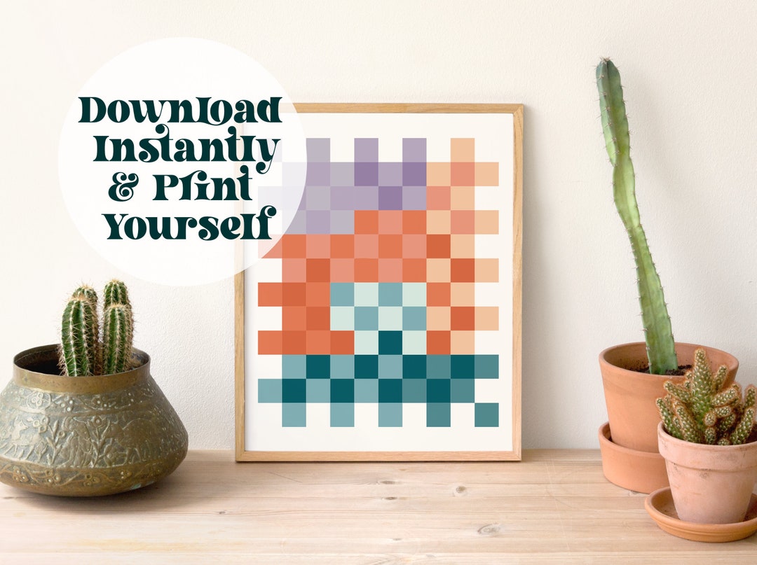 Checker Patch Wall Art: Retro Pixel Pattern (digital Download) - Etsy