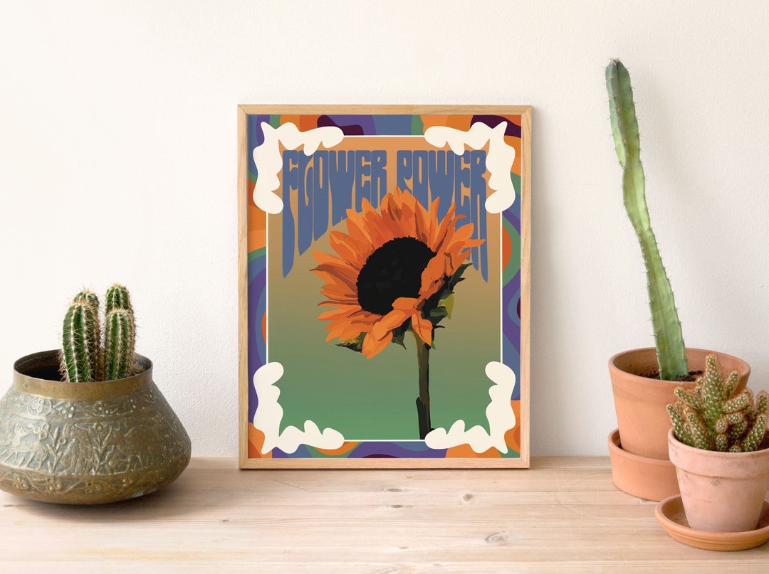 Retro Flower Power Poster: 70s Vintage Style (8x10) - Etsy
