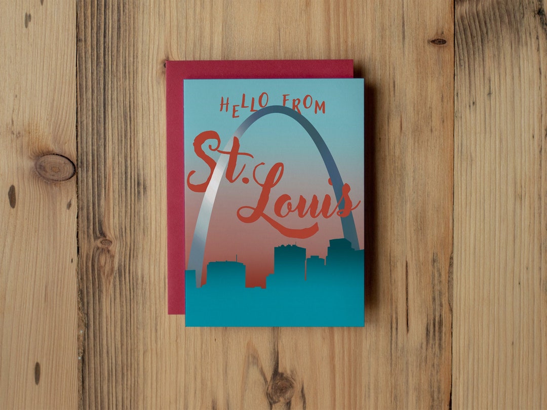 St Louis Greeting Card: STL Skyline and Arch With Red Envelope (5.5x4 ...