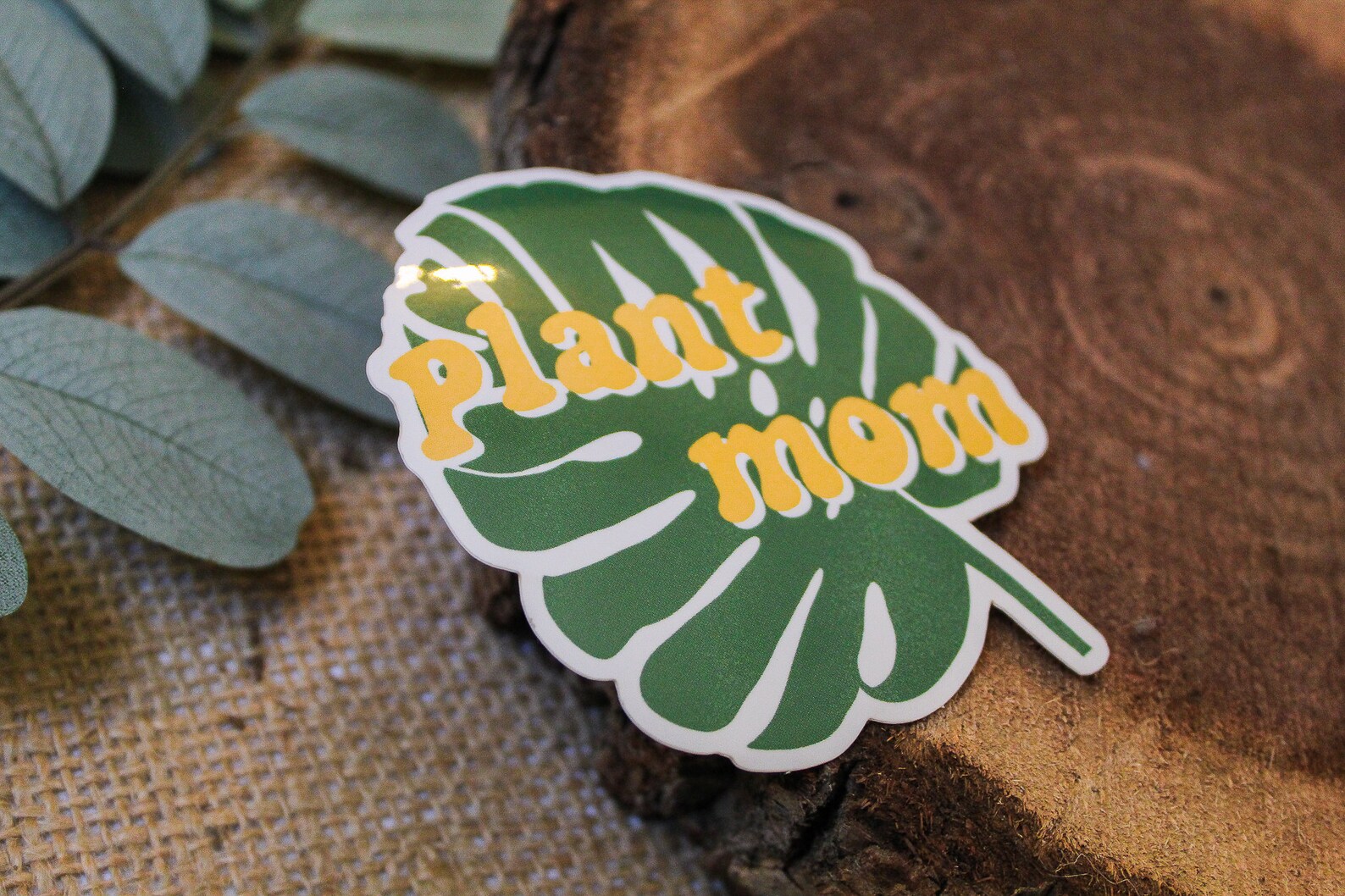 Plant Mom Sticker Vinyl Sticker Monstera Leaf laptop | Etsy