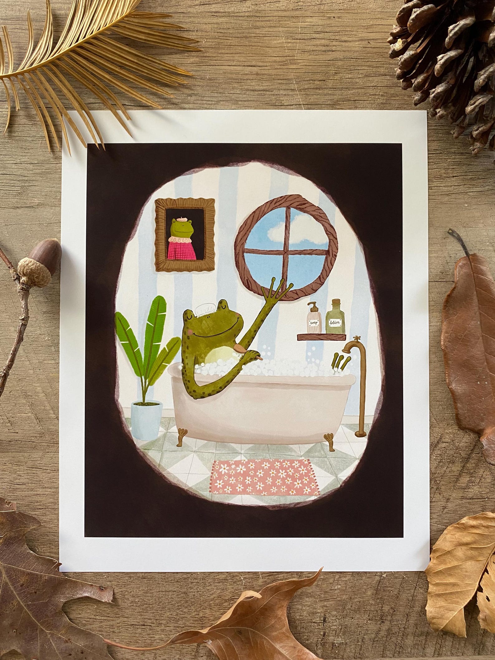 Bathing Frog Burrow Home Baby Nursery Art Print 8”x10” Art Print. Baby ...